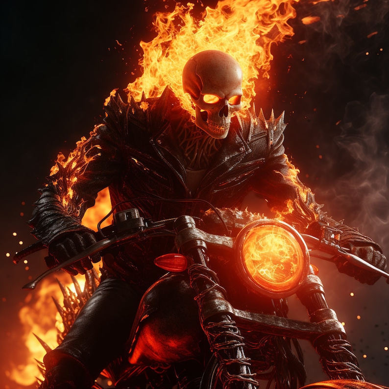 A Ghost on Fire Riding Through the Night - Etsy