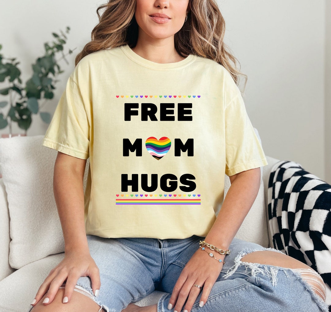 Free Mom Hugs Shirt, Pride Month Tshirt, LGBTQ Mom T-shirt, LGBT Ally ...