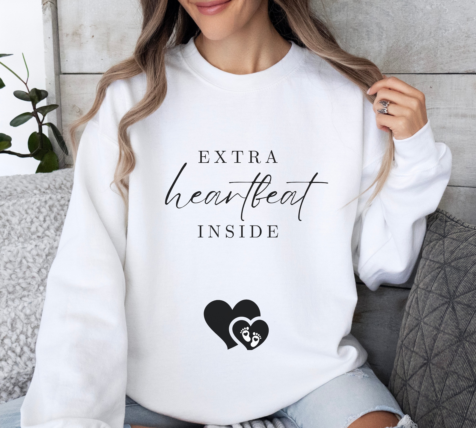 Extra Heartbeat Inside Sweatshirt Pregnancy Reveal Sweatshirt Baby ...
