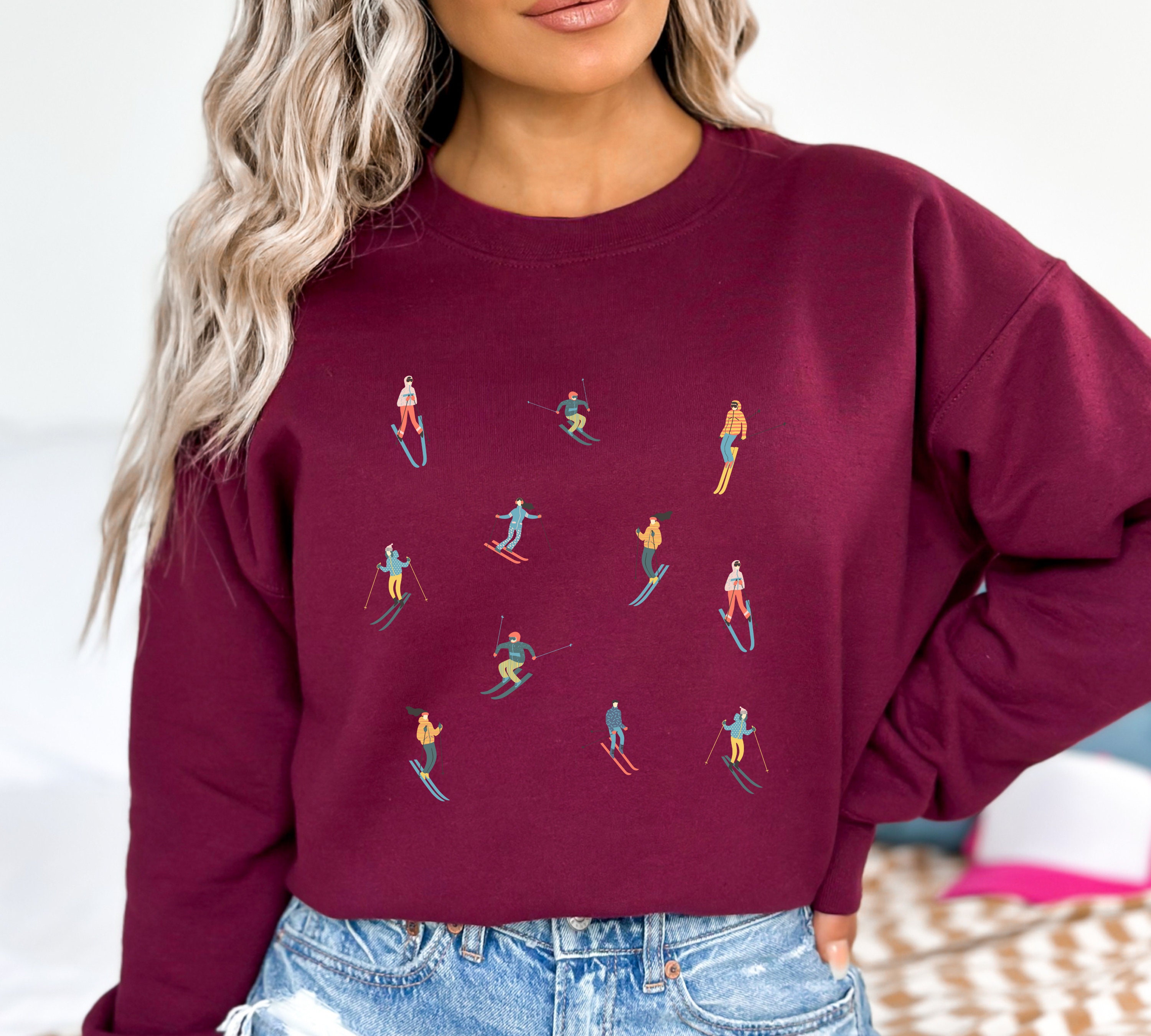 Skiing Sweatshirt Ski Sweater Skiing Crewneck Skiing Pullover Winter ...