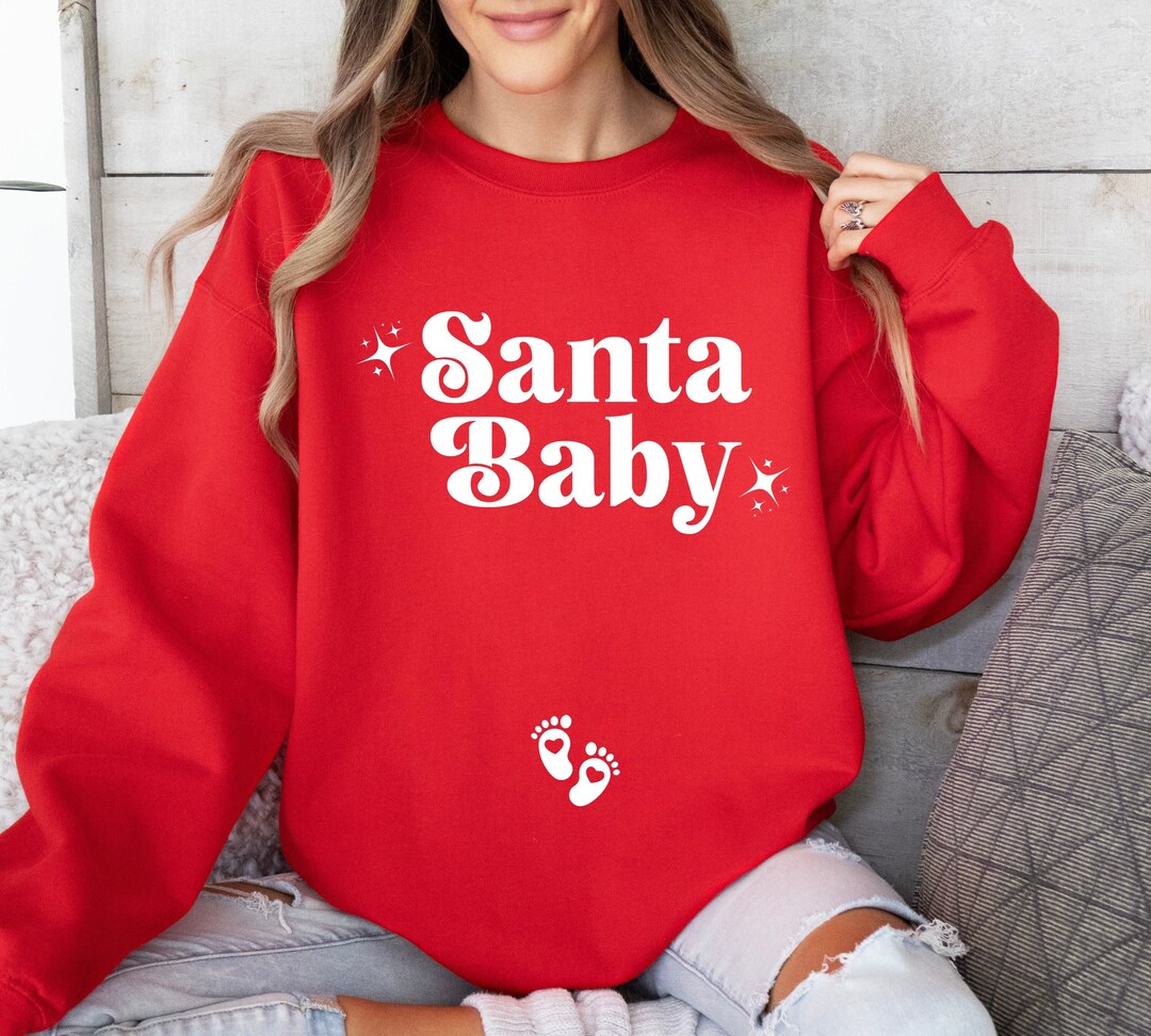 Santa Baby Sweatshirt Christmas Pregnancy Reveal Sweatshirt Maternity ...