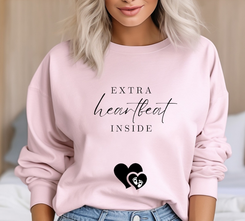 Extra Heartbeat Inside Sweatshirt Pregnancy Reveal Sweatshirt Baby ...