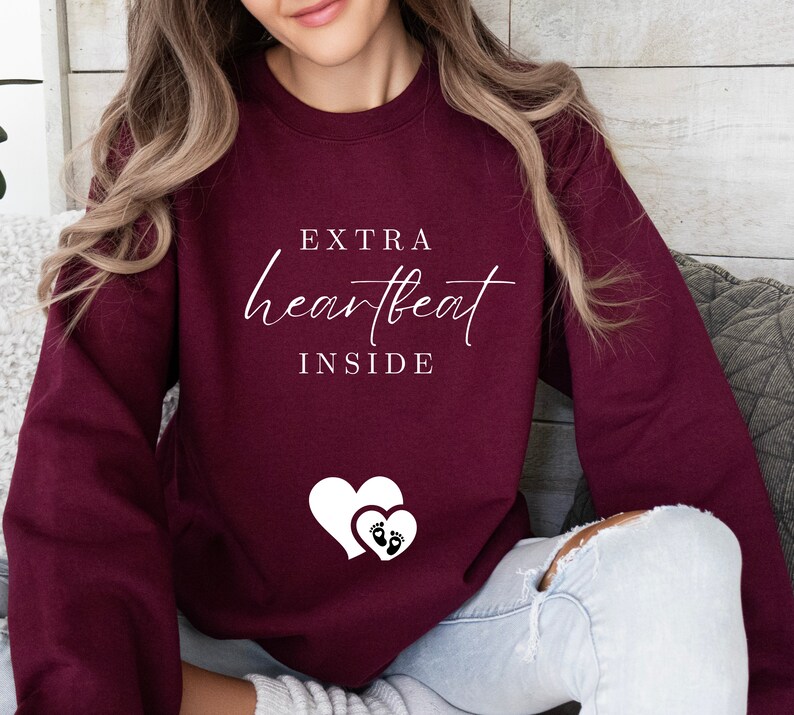 Extra Heartbeat Inside Sweatshirt Pregnancy Reveal Sweatshirt Baby ...