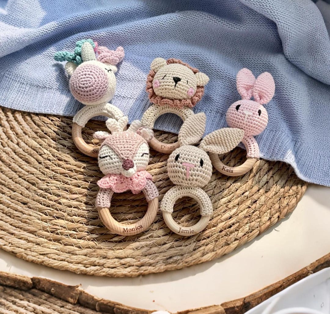 Custom Animal Crochet Baby Rattle,personalized Baby Rattle,toy Rattle ...