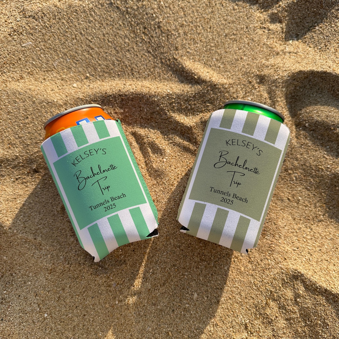 Personalized Bachelorette Party Drink Can Cooler, Custom Names & Dates ...