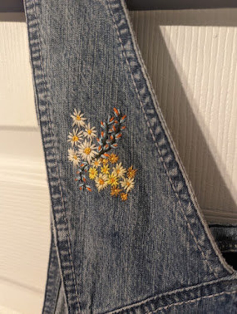 Vintage Thrifted Denim Overalls With Freehand Embroidery - Etsy
