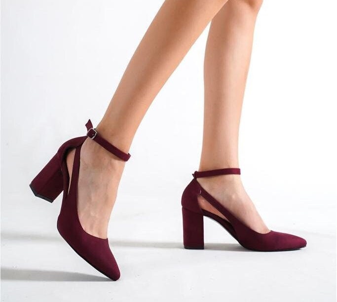 Burgundy Velvet Heels, Red Formal Shoes, Red Wedding Shoes, Ruby ...