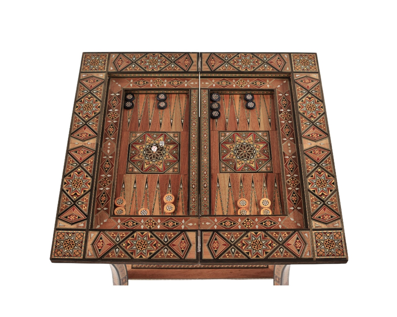 Handmade Wooden Board Games Table: 3-in-1 Chess, Backgammon, Poker ...