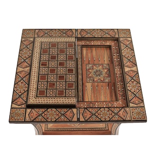 Handmade Wooden Board Games Table: 3-in-1 Chess, Backgammon, Poker ...