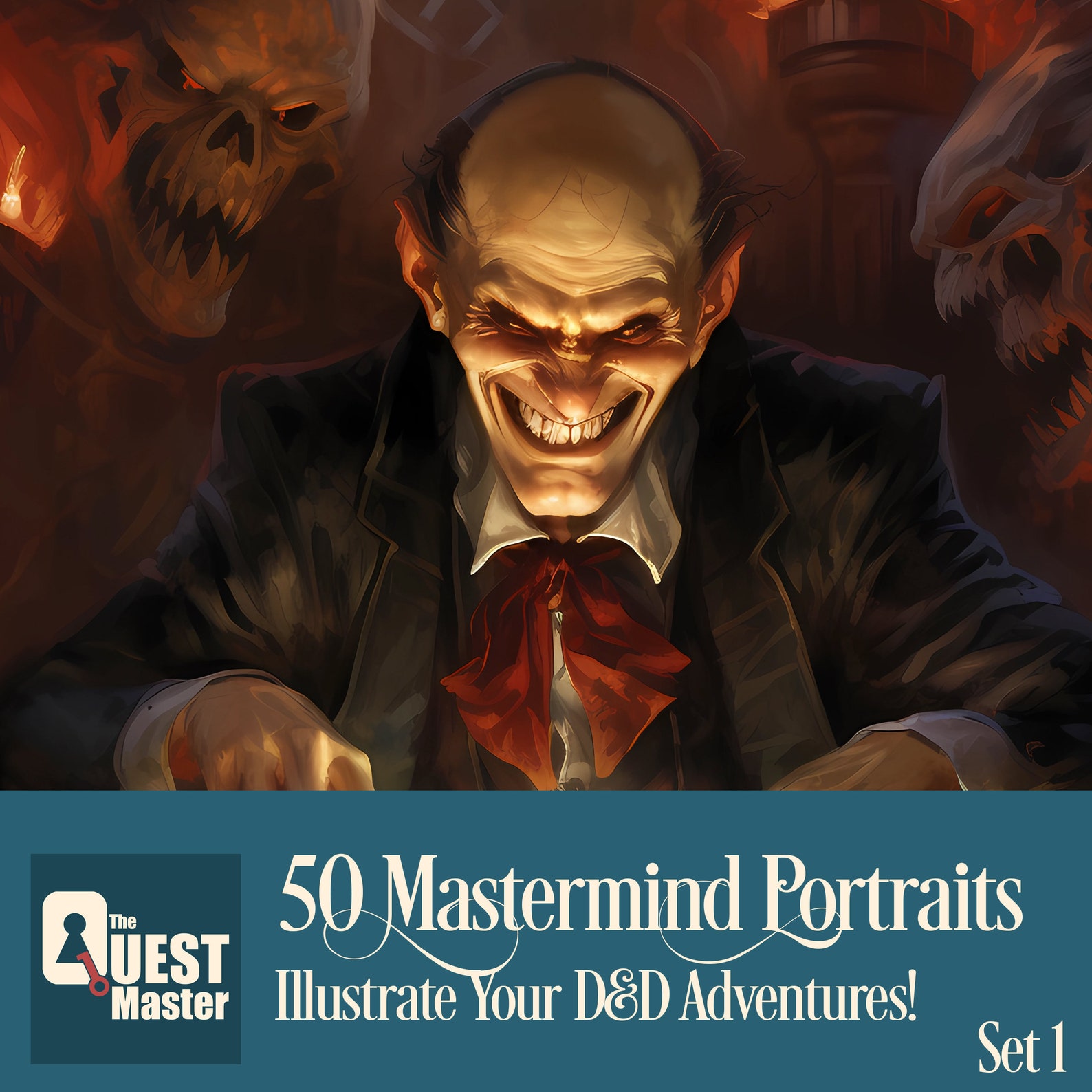 50 Evil Mastermind Portraits Set 1, Dnd Mastermind Illustrations ...