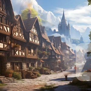 50 Villages Set 1, Dnd Village Illustrations, Dungeons and Dragons ...