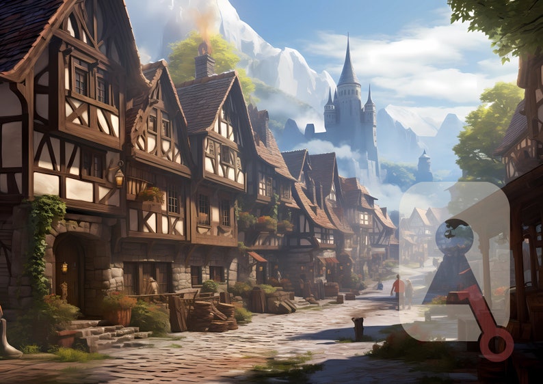 50 Villages Set 1, Dnd Village Illustrations, Dungeons and Dragons ...