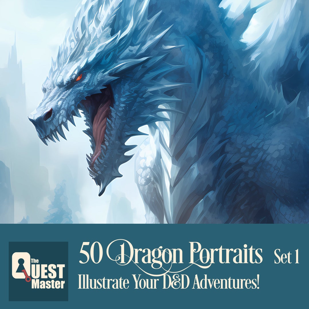 50 Dragon Portraits Set 1, Dnd Dragon Illustrations, Dungeons and ...