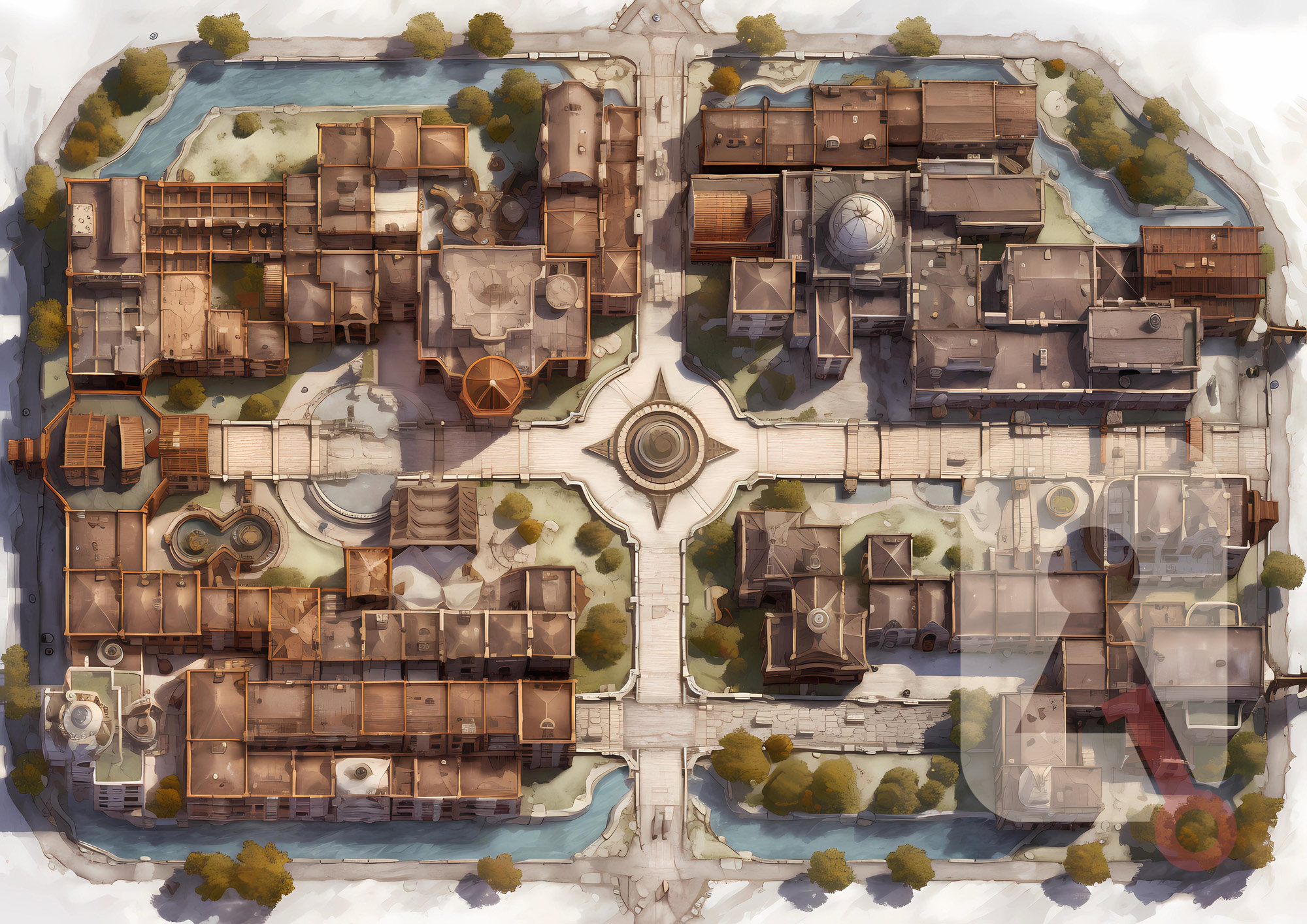 50 Small City Maps Set 1, Dnd City Illustrations, Dungeons and Dragons ...