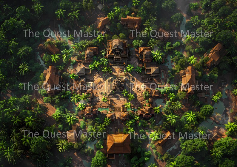 50 Large Tropical Maps Set 1, Dnd Tropical Village Illustrations ...
