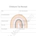 Boho Rainbow | Childcare Tax Receipt | Printable | Editable | Childcare ...