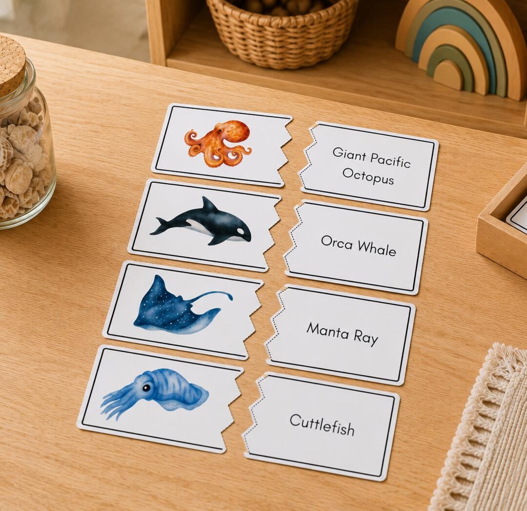Ocean Animal Matching Game Printable, Preschool Memory Activity ...