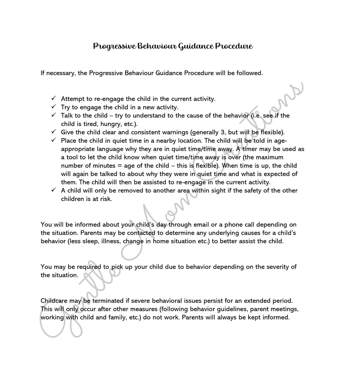 Daycare Behaviour Guidance Policy | Behavior Management | Childcare ...
