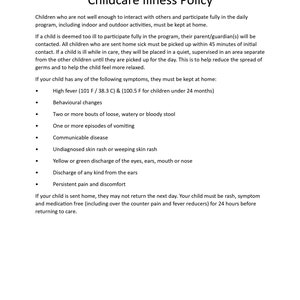 Daycare Sickness Policy Illness Policy Keep Me Home If - Etsy