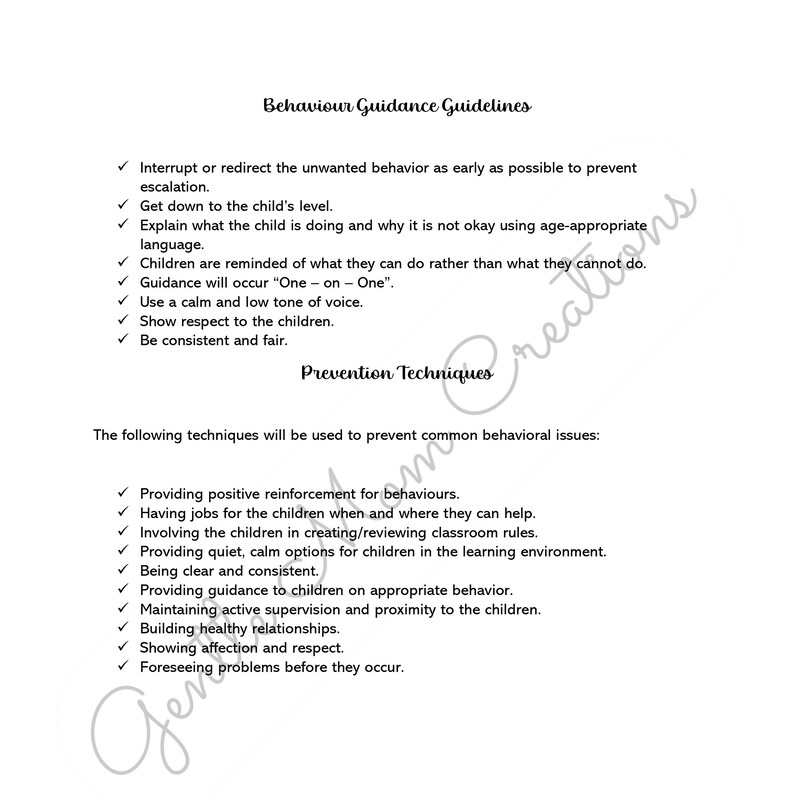 Daycare Behaviour Guidance Policy | Behavior Management | Childcare ...