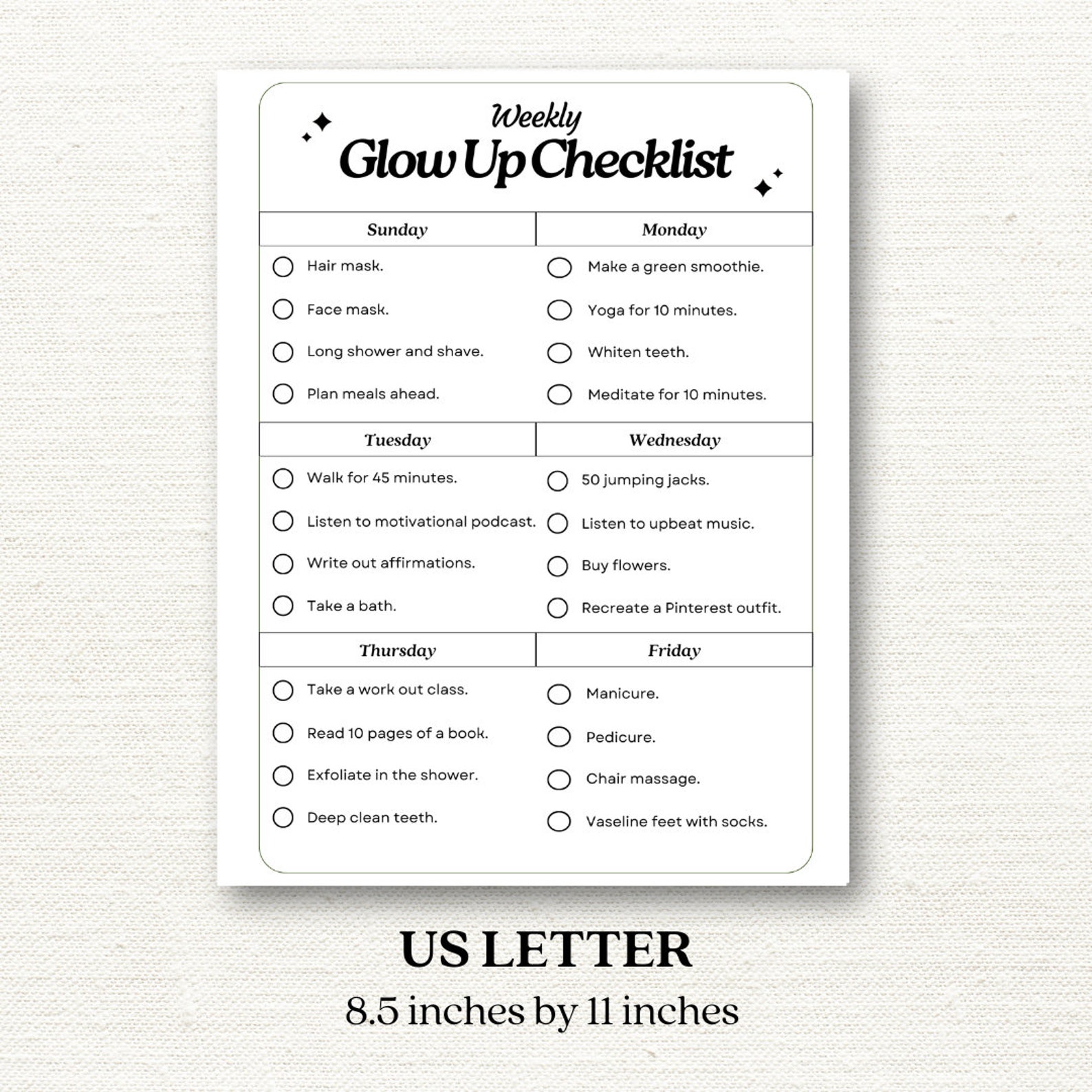 Weekly Glow up Checklist | Glowup Checklist | Glow up Checklist | Glow ...