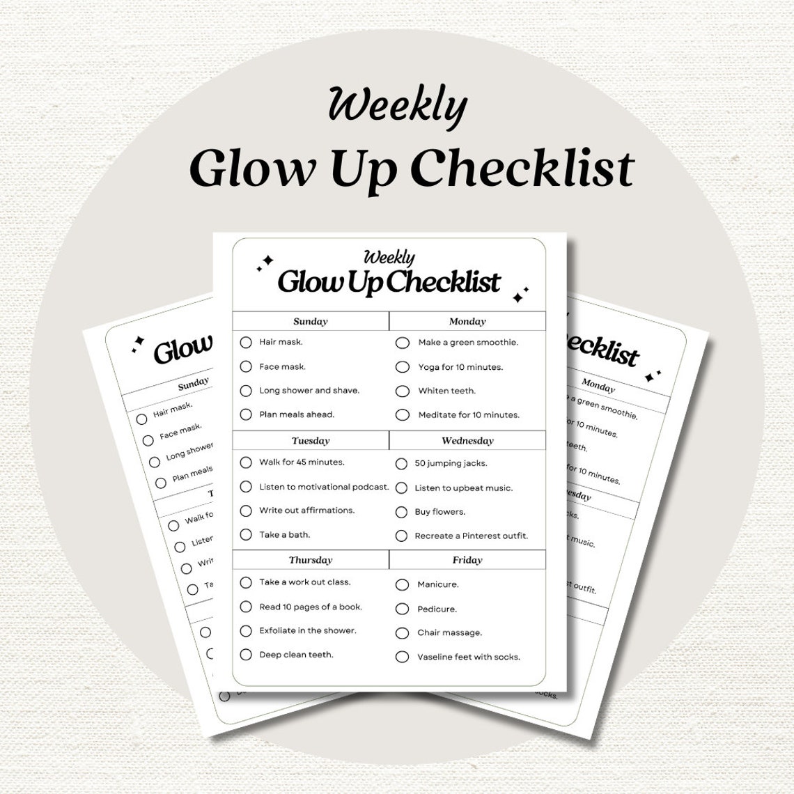Weekly Glow up Checklist | Glowup Checklist | Glow up Checklist | Glow ...