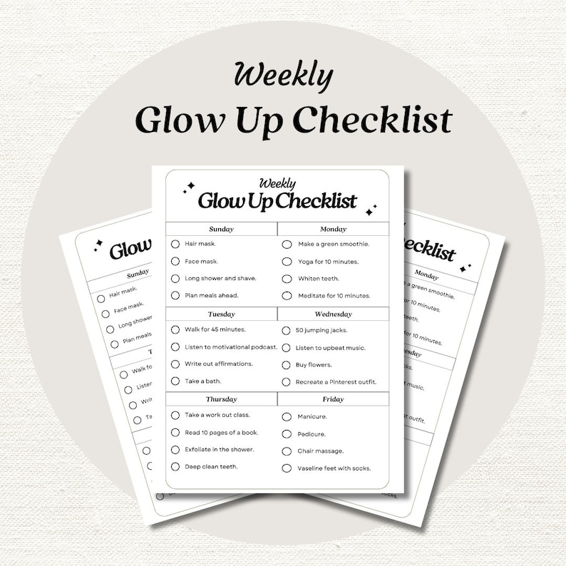 Weekly Glow up Checklist | Glowup Checklist | Glow up Checklist | Glow ...