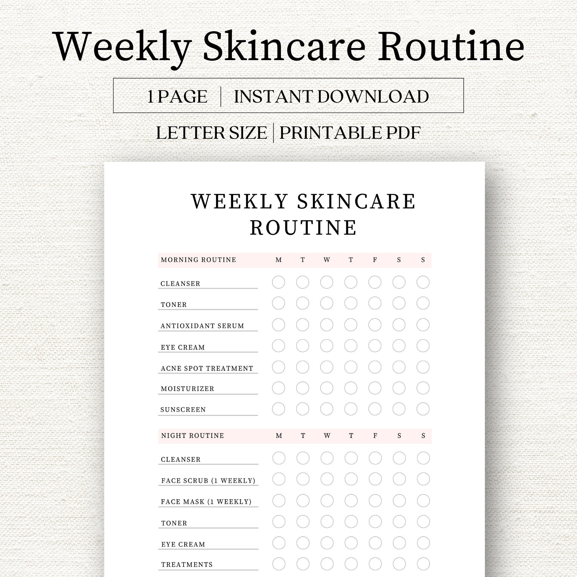 Skincare Routine Checklist | Skincare Routine | Skincare Planner | Clear Skin Planner - Etsy