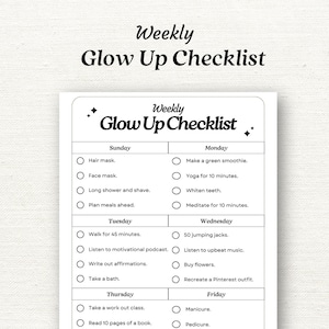 Weekly Glow up Checklist | Glowup Checklist | Glow up Checklist | Glow ...