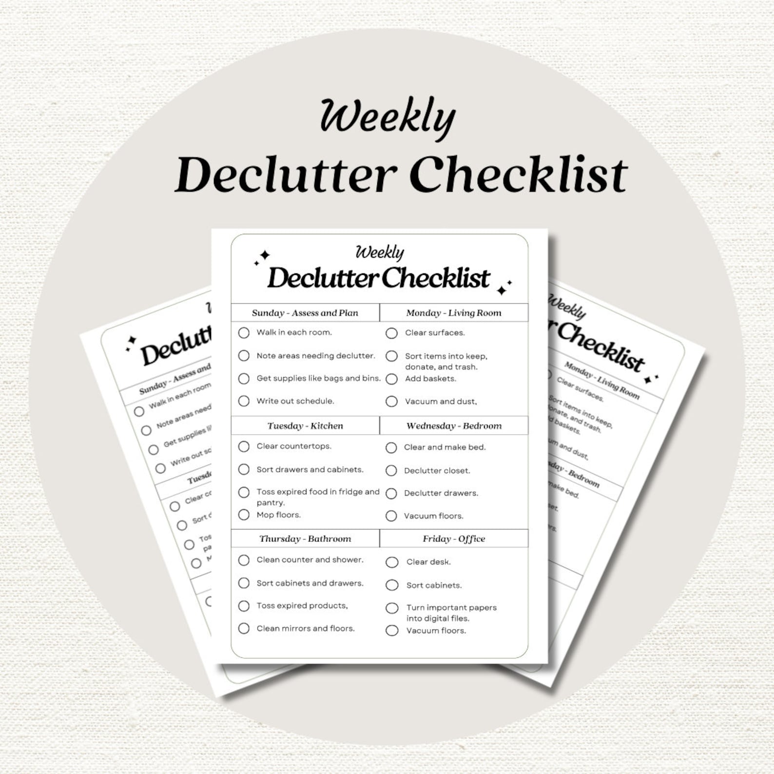 Weekly Declutter Checklist Declutter Checklist Organize Checklist Declutter Checklist 2024 - Etsy