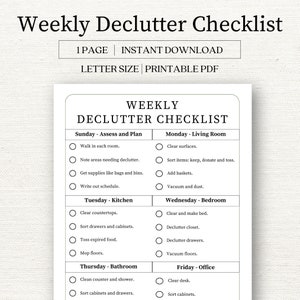Weekly Declutter Checklist | Minimalist Declutter Checklist | Organize ...