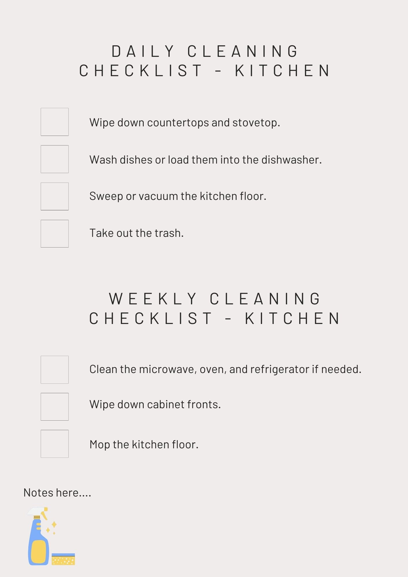 Cleaning Checklist - Etsy