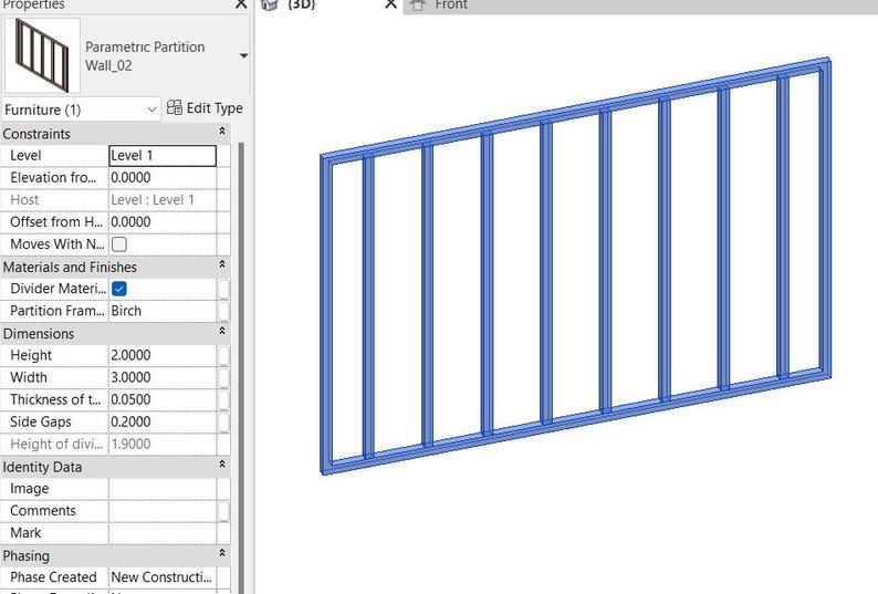 Fully Parametric Revit Partition Wall Family - Furniture Family ...