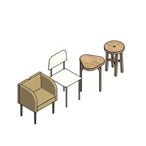 Revit Armchair - Chair - Stool Family Set - Digital Download - Revit ...