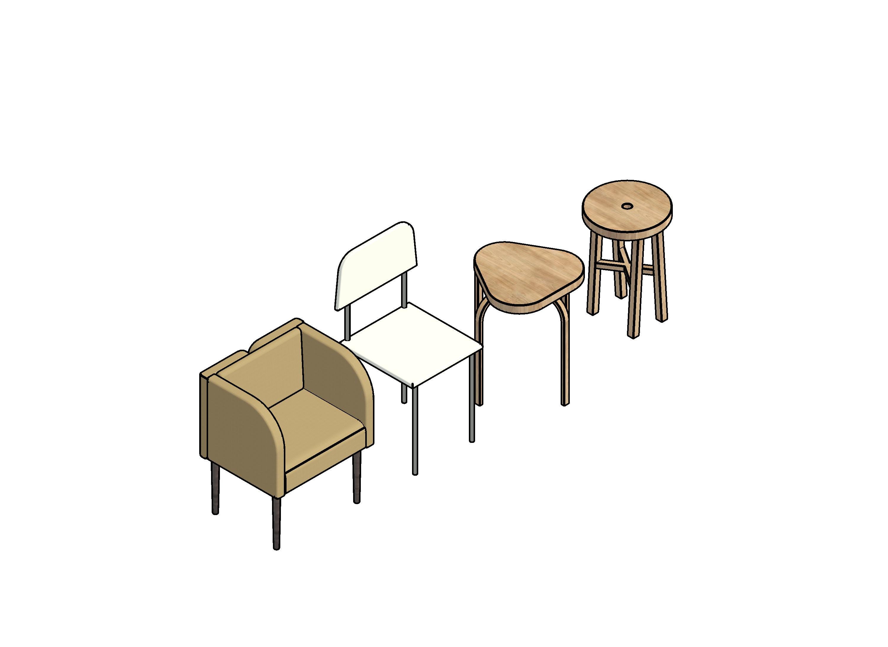 Revit Armchair - Chair - Stool Family Set - Digital Download - Revit ...
