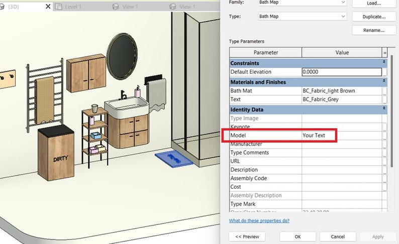 3D Bathroom Furniture Revit Objects | Including Parametric Families ...