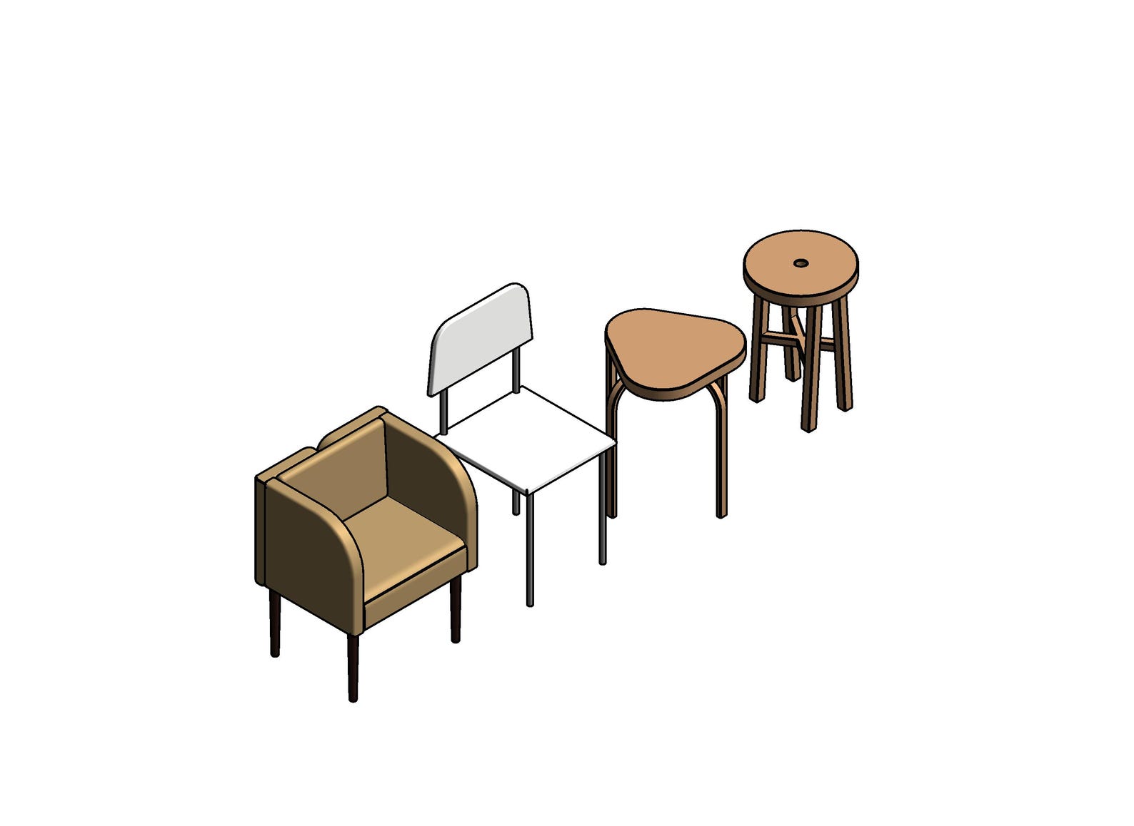 Revit Armchair - Chair - Stool Family Set - Digital Download - Revit ...