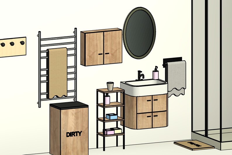 3D Bathroom Furniture Revit Objects | Including Parametric Families ...