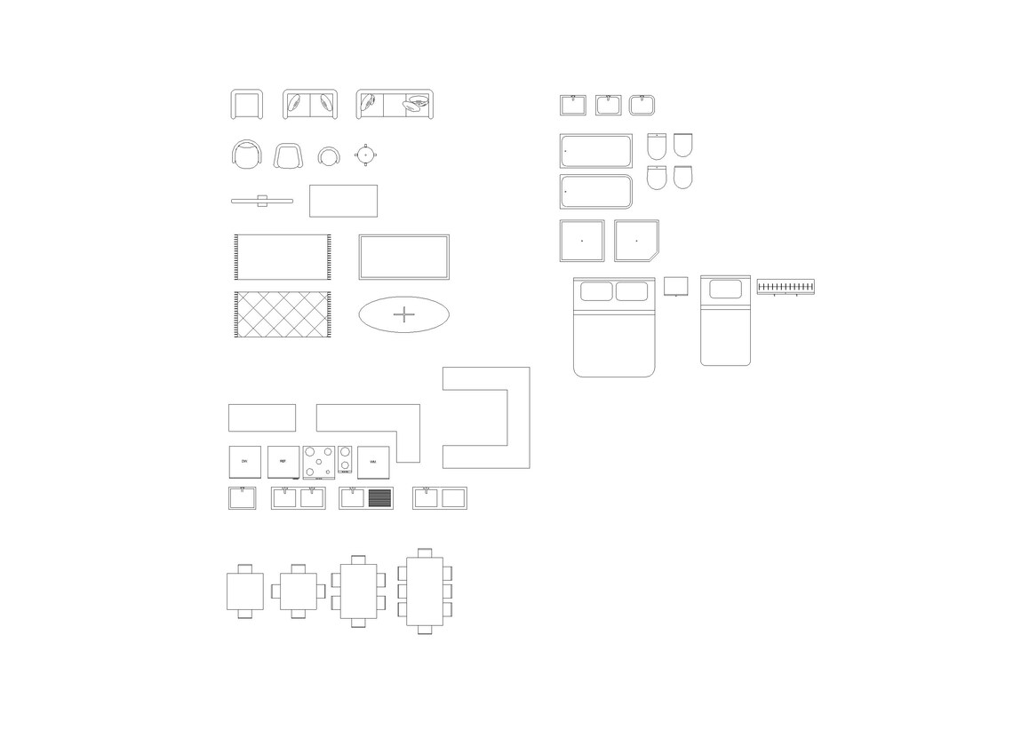 2D Furniture Revit Floor Plan | Parametric Families | 2D Revit ...
