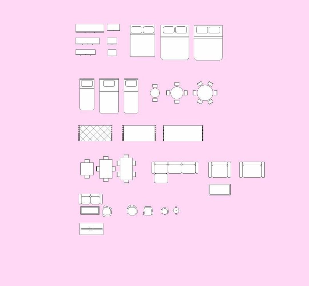 2D Furniture Revit Objects | Including Parametric Families | 2D Revit ...