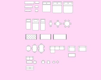 2D Furniture Revit Floor Plan | Parametric Families | 2D Revit ...