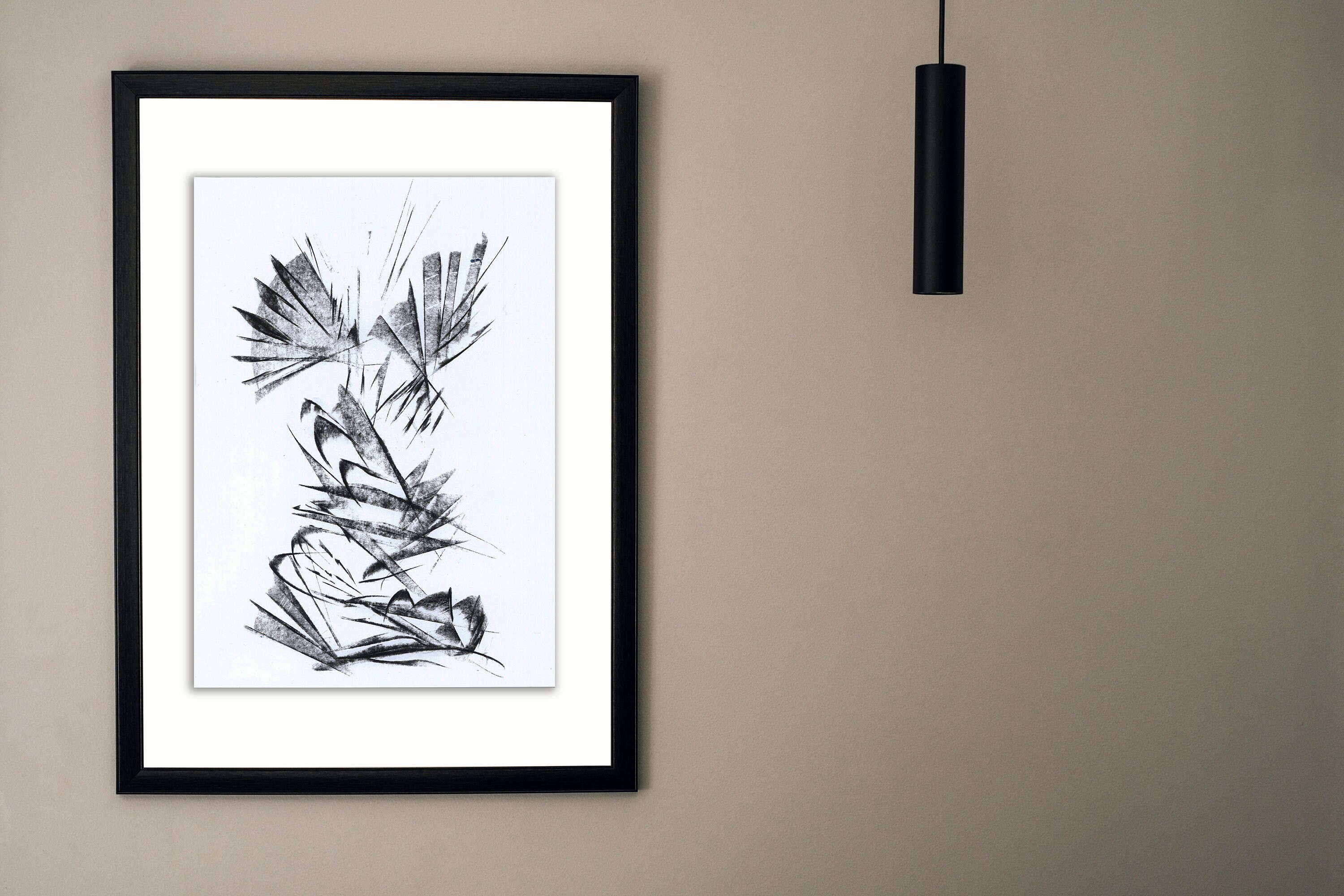 Original Abstract Charcoal Drawing Gallery Wall Art Monochrome Drawing ...
