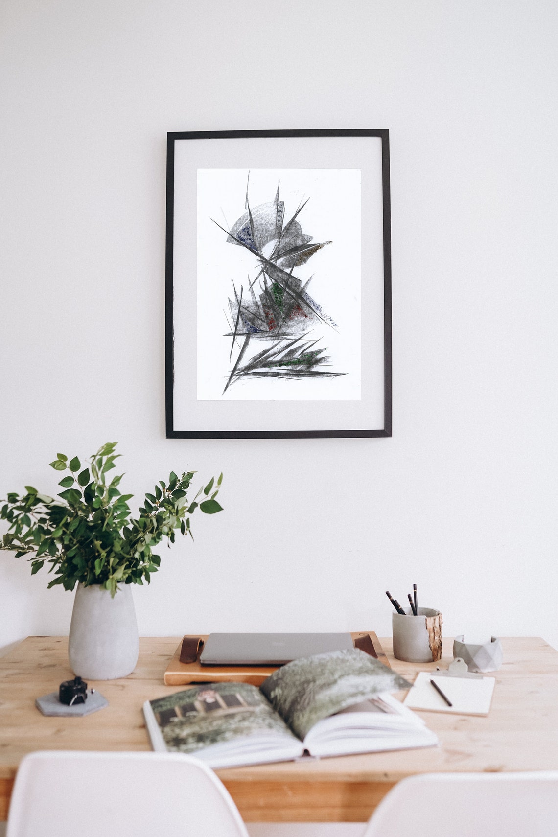 Original Abstract Charcoal Drawing | Gallery Wall Art | Monochrome ...