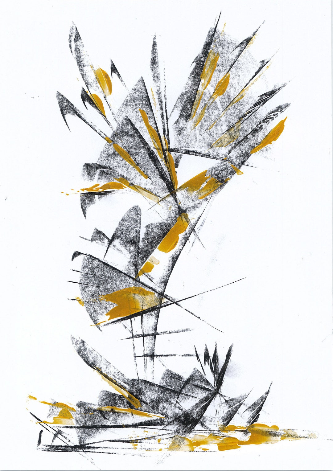 Original Abstract Charcoal Drawing Gallery Wall Art Monochrome Drawing ...