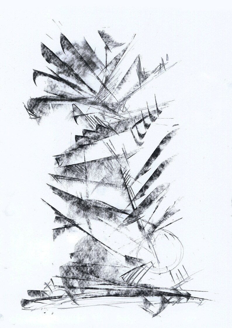 Original Abstract Charcoal Drawing Gallery Wall Art - Etsy