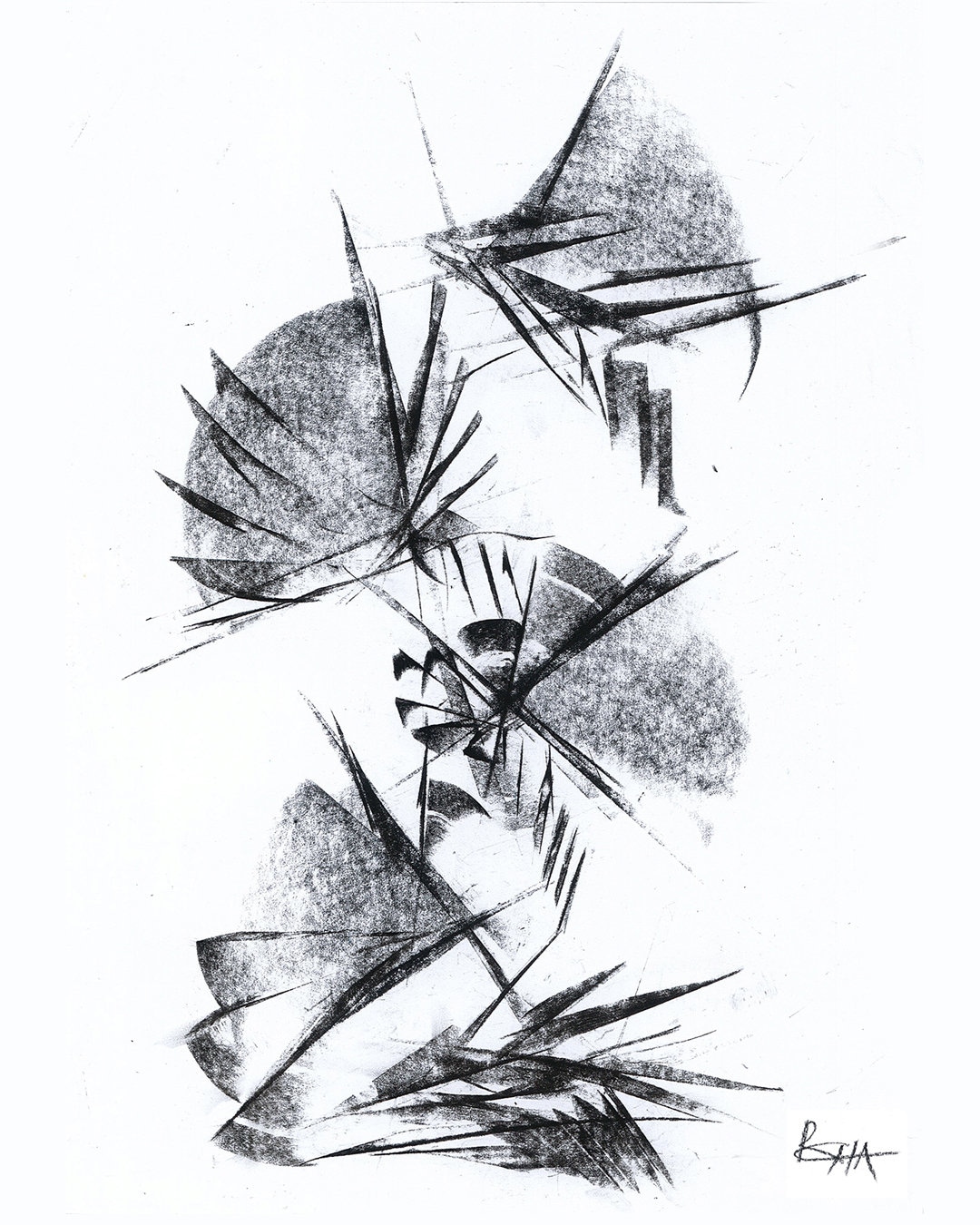 Original Abstract Charcoal Drawing Gallery Wall Art Monochrome Drawing ...