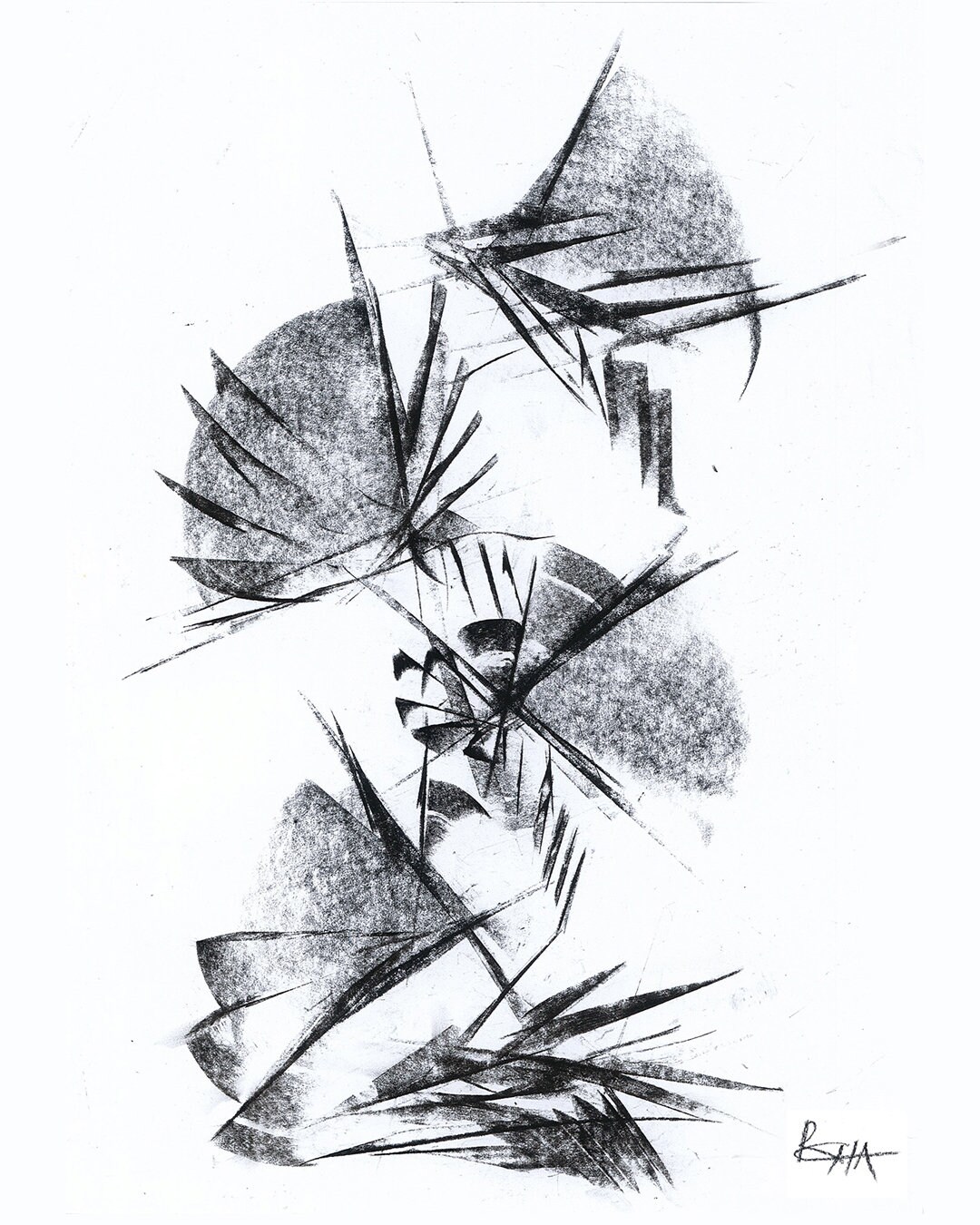 Original Abstract Charcoal Drawing Gallery Wall Art Monochrome Drawing ...