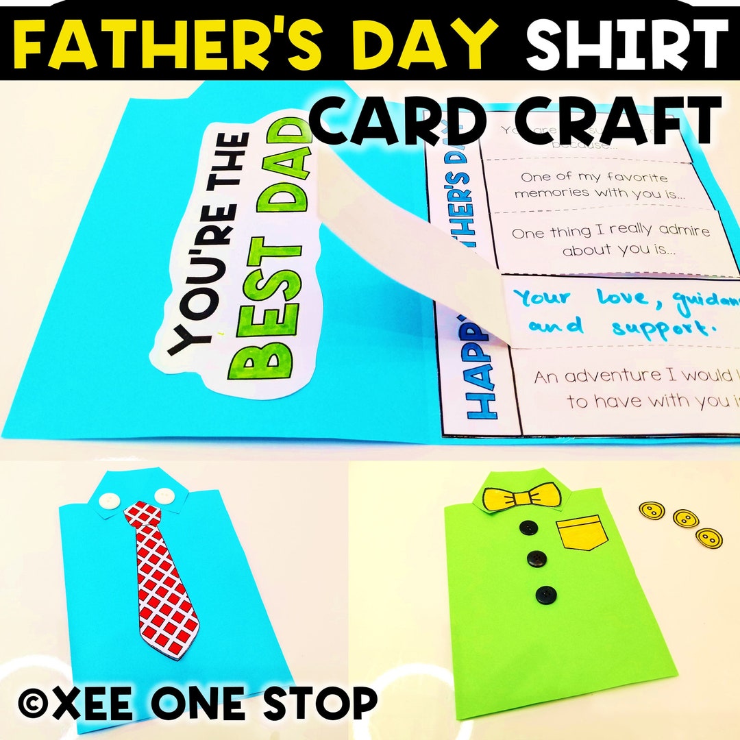 Father's Day Shirt Tie Card Craft Writing Prompts Project - Etsy