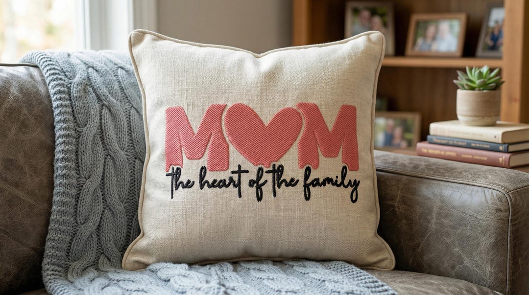 Mom Heart Family Embroidery Design, Mother's Day Quote Machine File ...