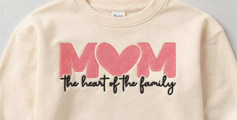 Mom Heart Family Embroidery Design, Mother's Day Quote Machine File ...